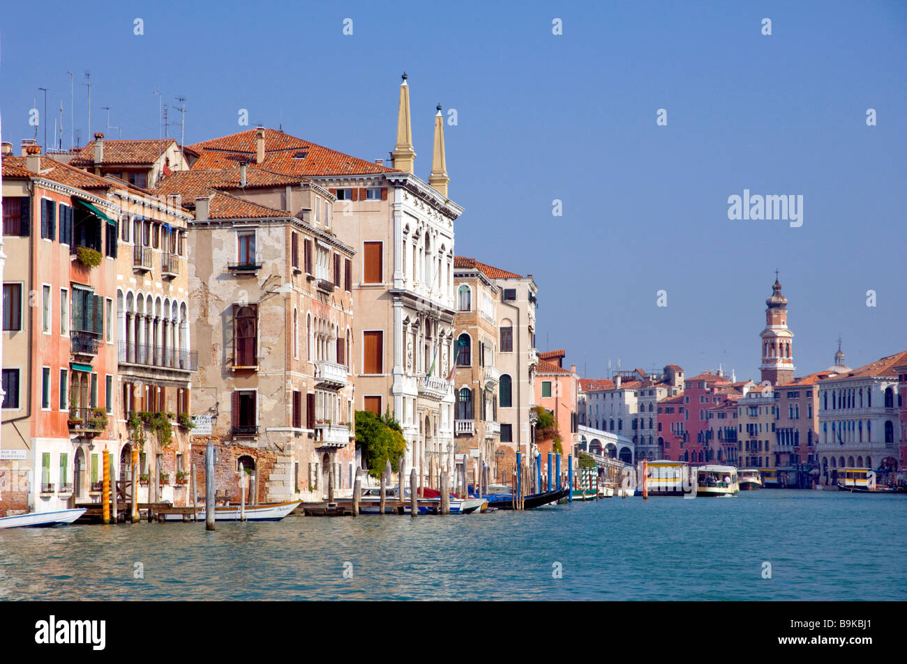 The Grand Canal of Venice Italy with Venetian architecture boats and ...