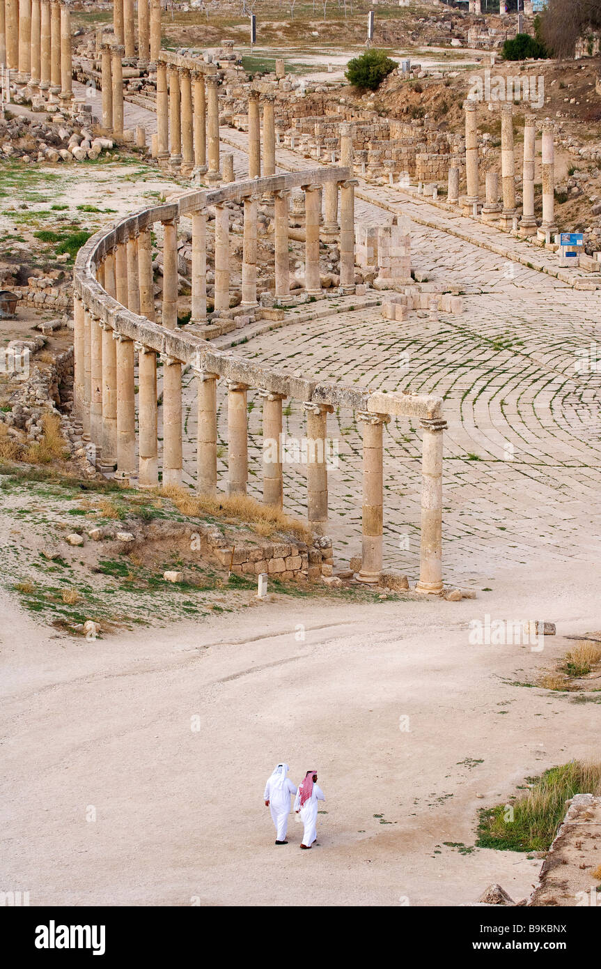 Jordan, Jerash Governorate, antique site of Jerash, Forum Stock Photo ...