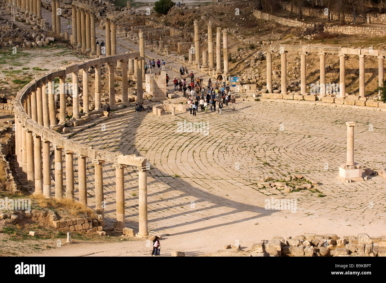 Jordan, Jerash Governorate, antique site of Jerash, Forum Stock Photo ...