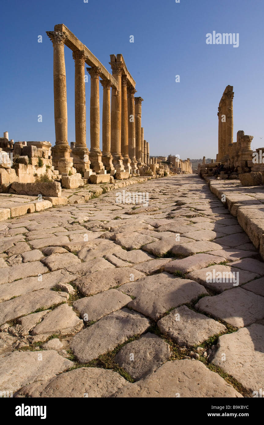 Jordan, Jerash Governorate, antique site of Jerash, Cardo Maximus Stock ...