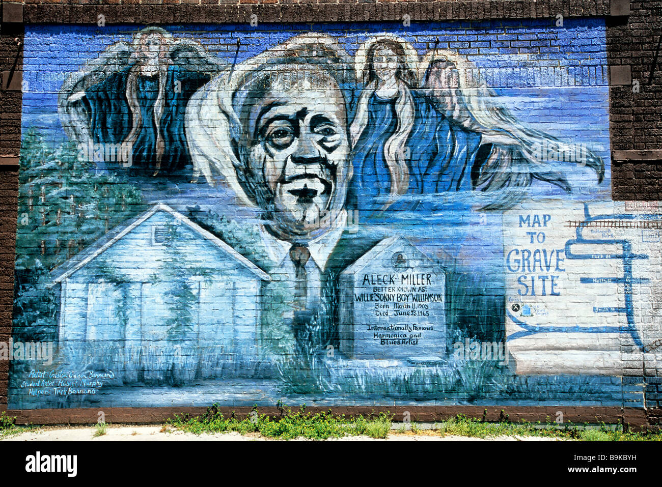 United States, Mississippi, Tutwiler, mural representing bluesman Aleck ...