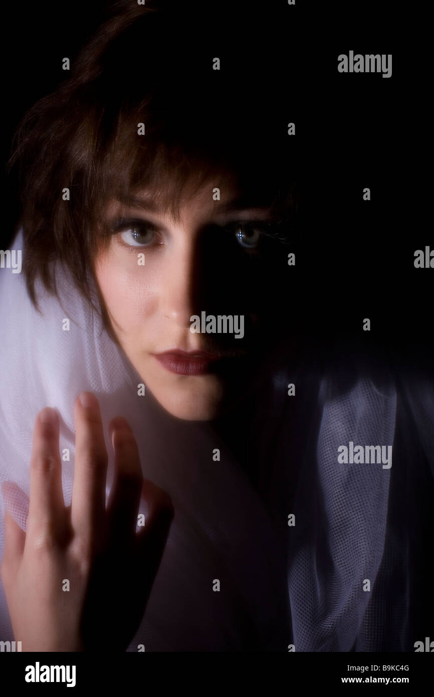Beauty image of girl with white ruff Stock Photo - Alamy