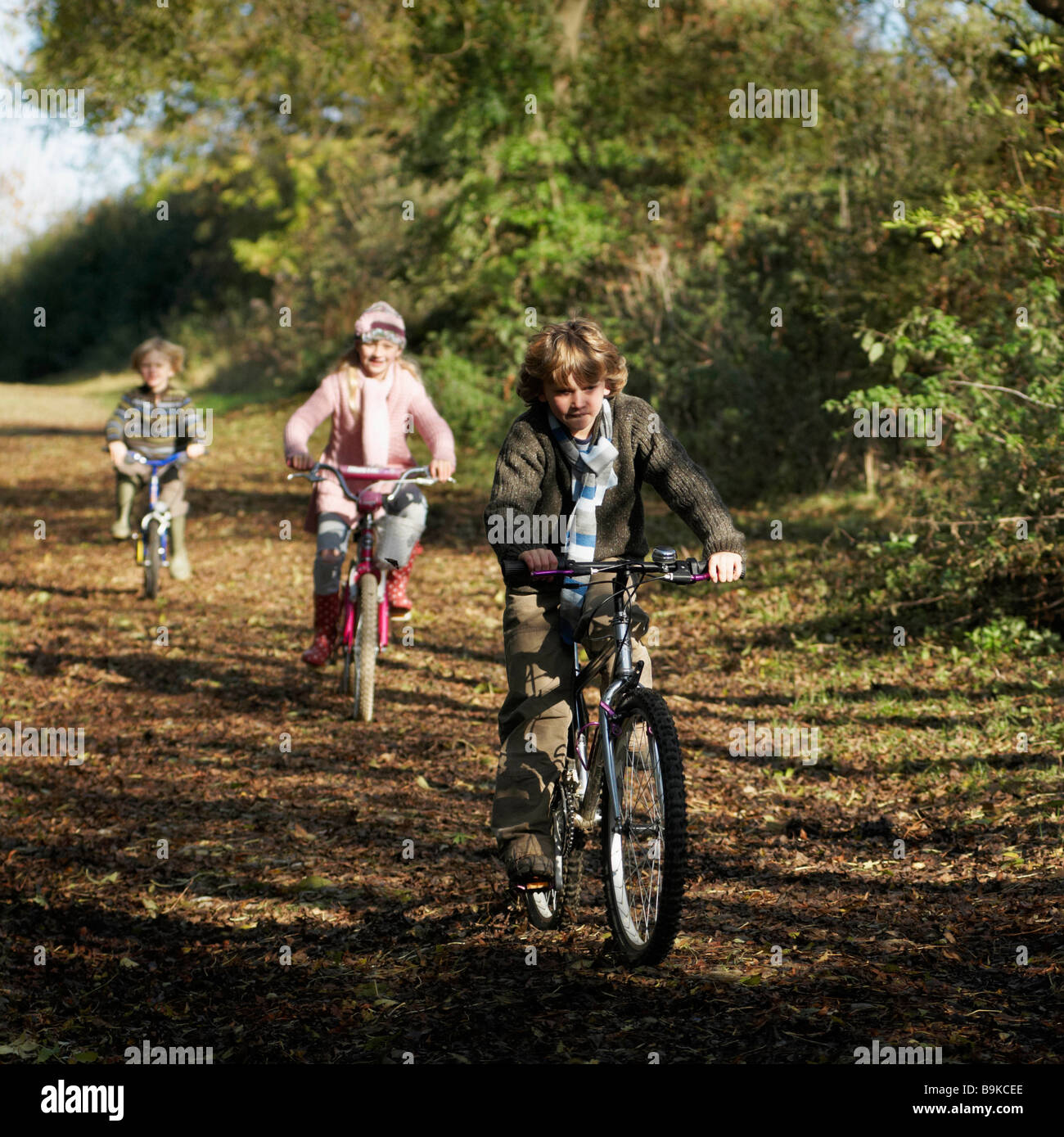 Children riding bikes in countryside Stock Photo - Alamy