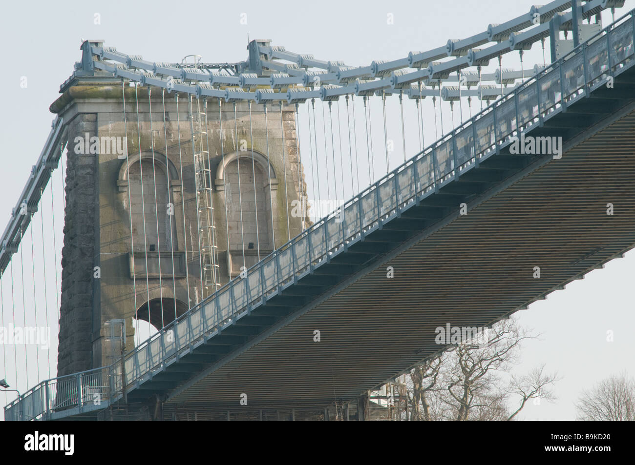 Underneath the Thomas Telford s Menai suspension Bridge across the ...