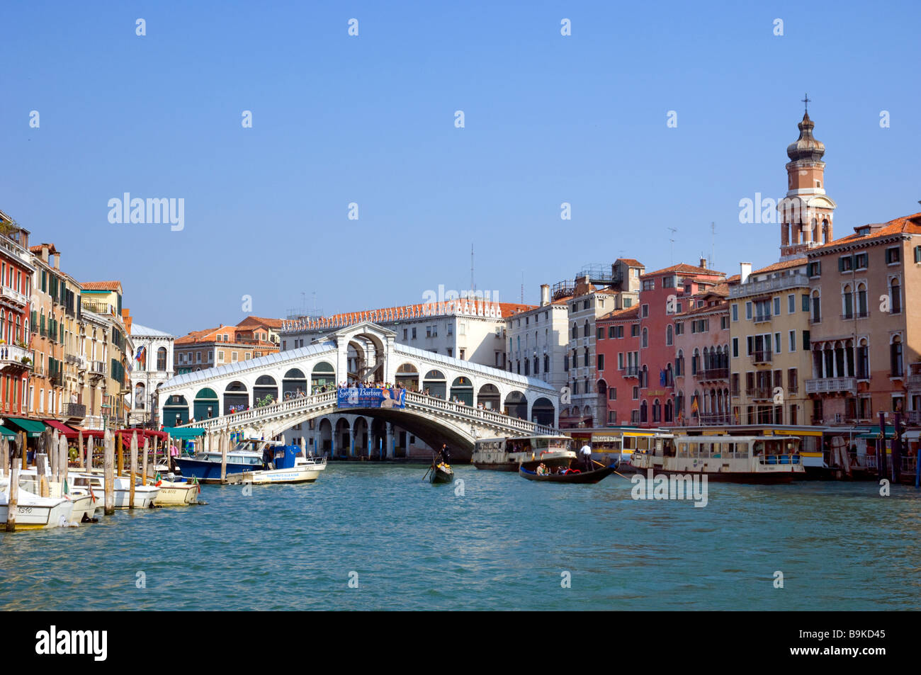 The Grand Canal of Venice Italy with Venetian architecture boats and ...
