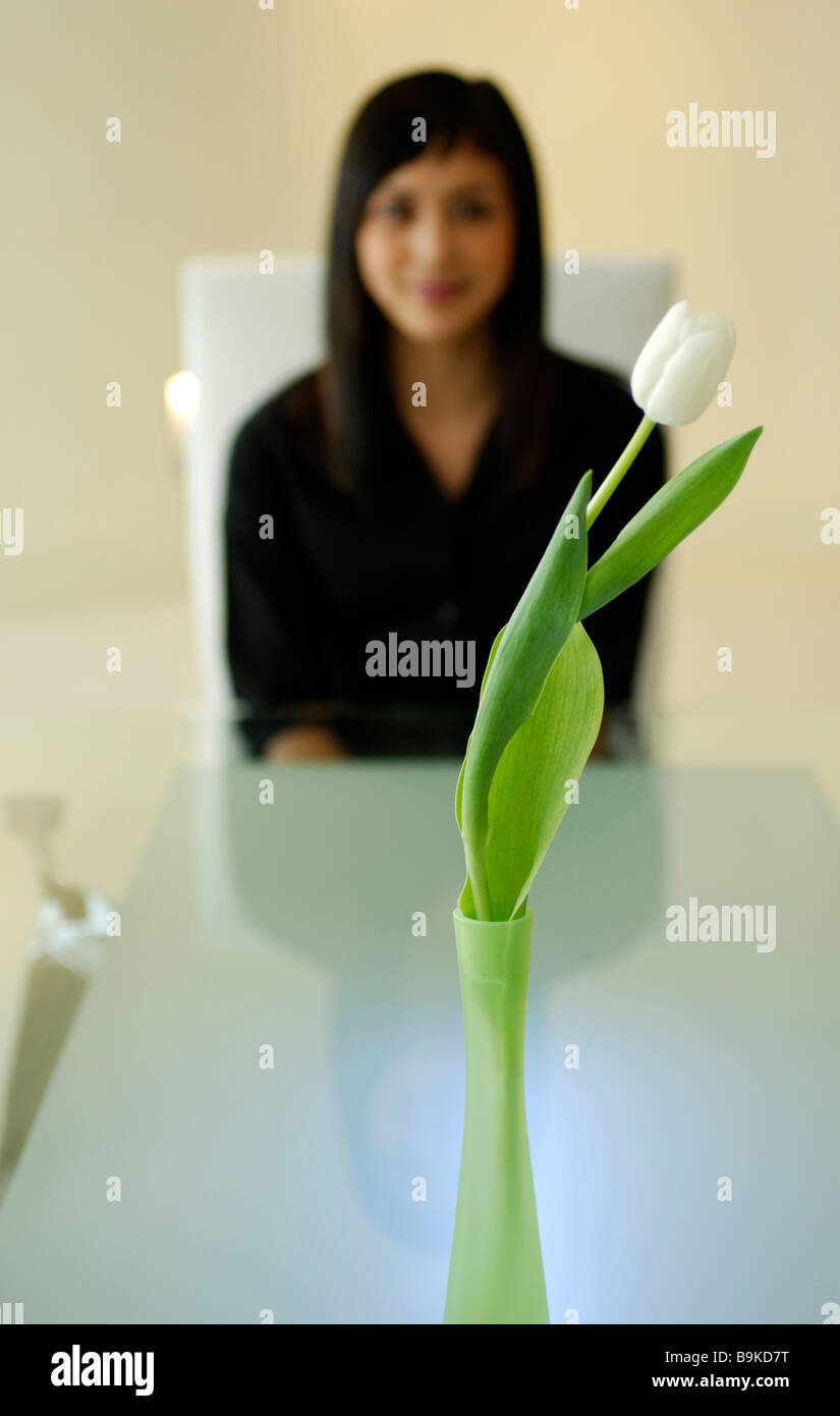 White flower on conference table hi-res stock photography and images ...