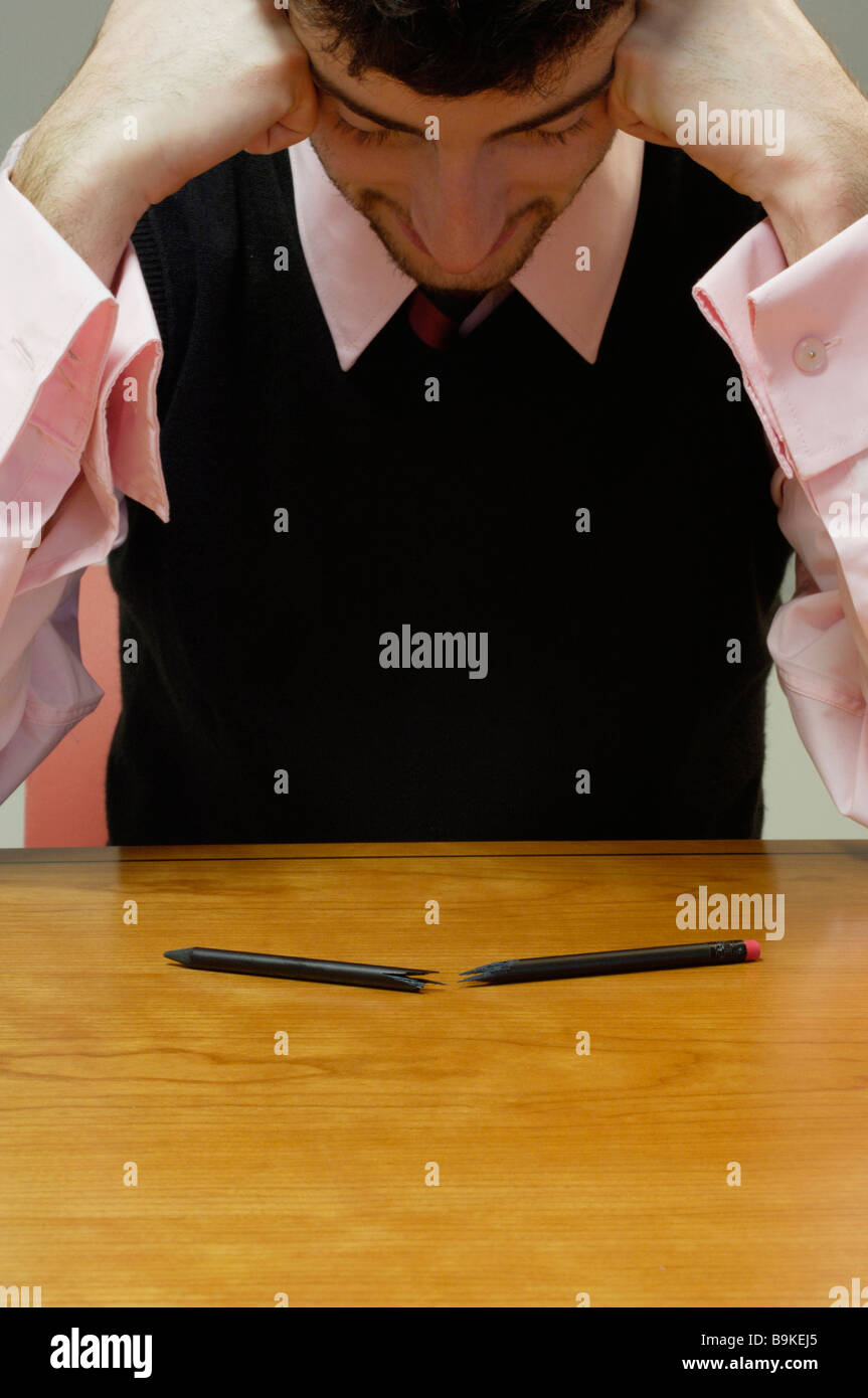 Businessman sitting table head hi-res stock photography and images - Alamy