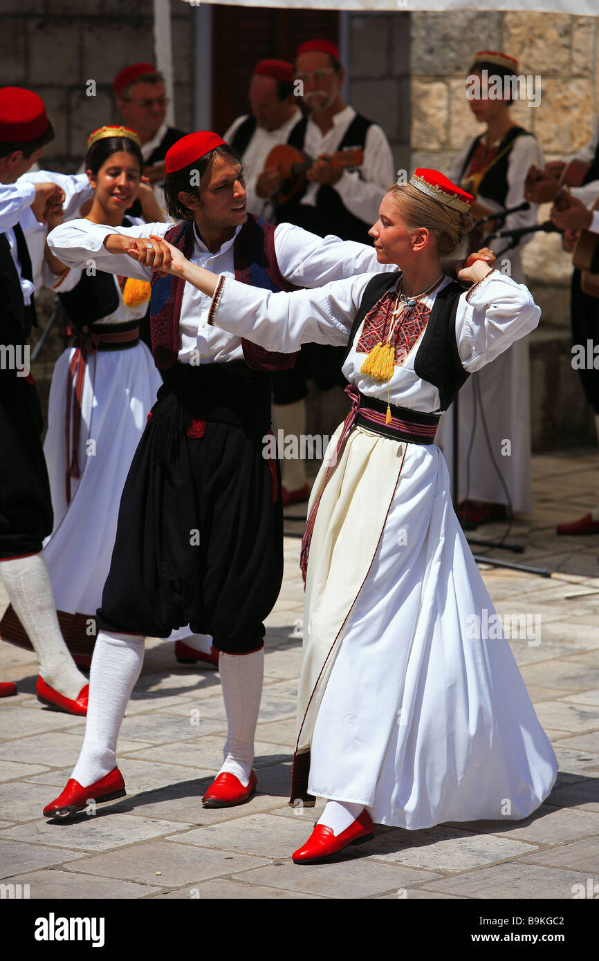Croatia, Dalmatia, Dalmatian coast, Cipili village, folk dance on ...