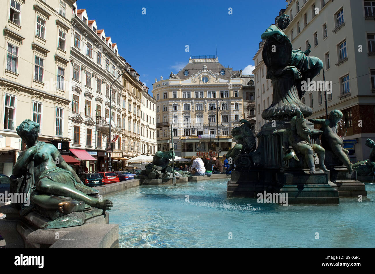 Austria, Vienna, New Market Square (Neuer Markt), Donner Fountain Stock ...