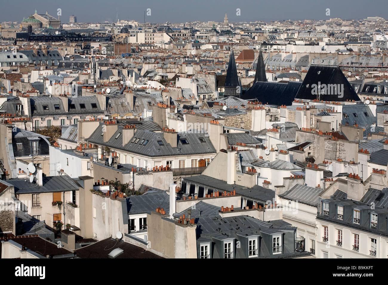 France, Paris, Saint Leu church and the Paris Opera House in the ...
