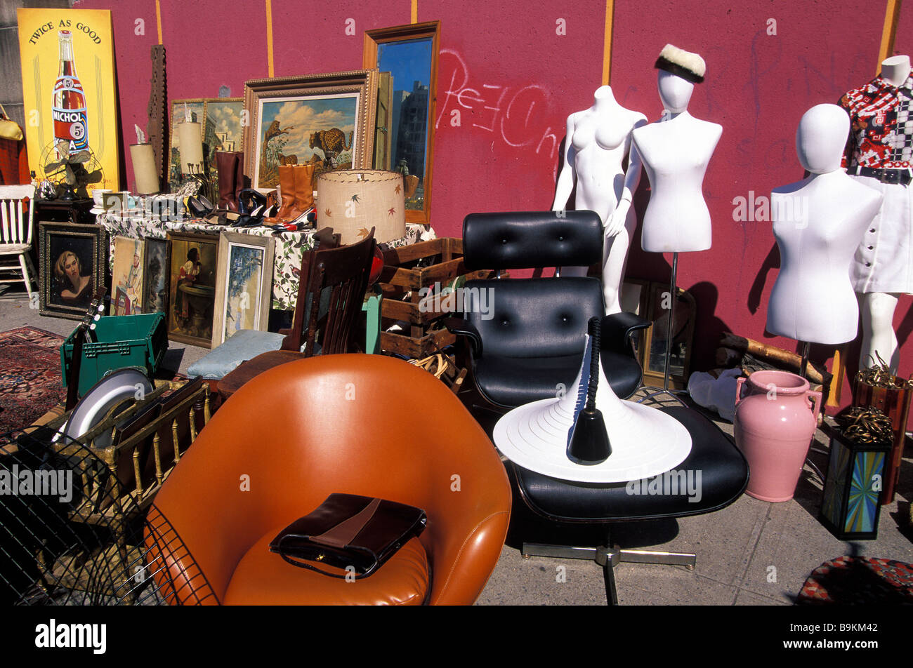 United States, New York City, Mahattan, Hell's Kitchen, flea market ...