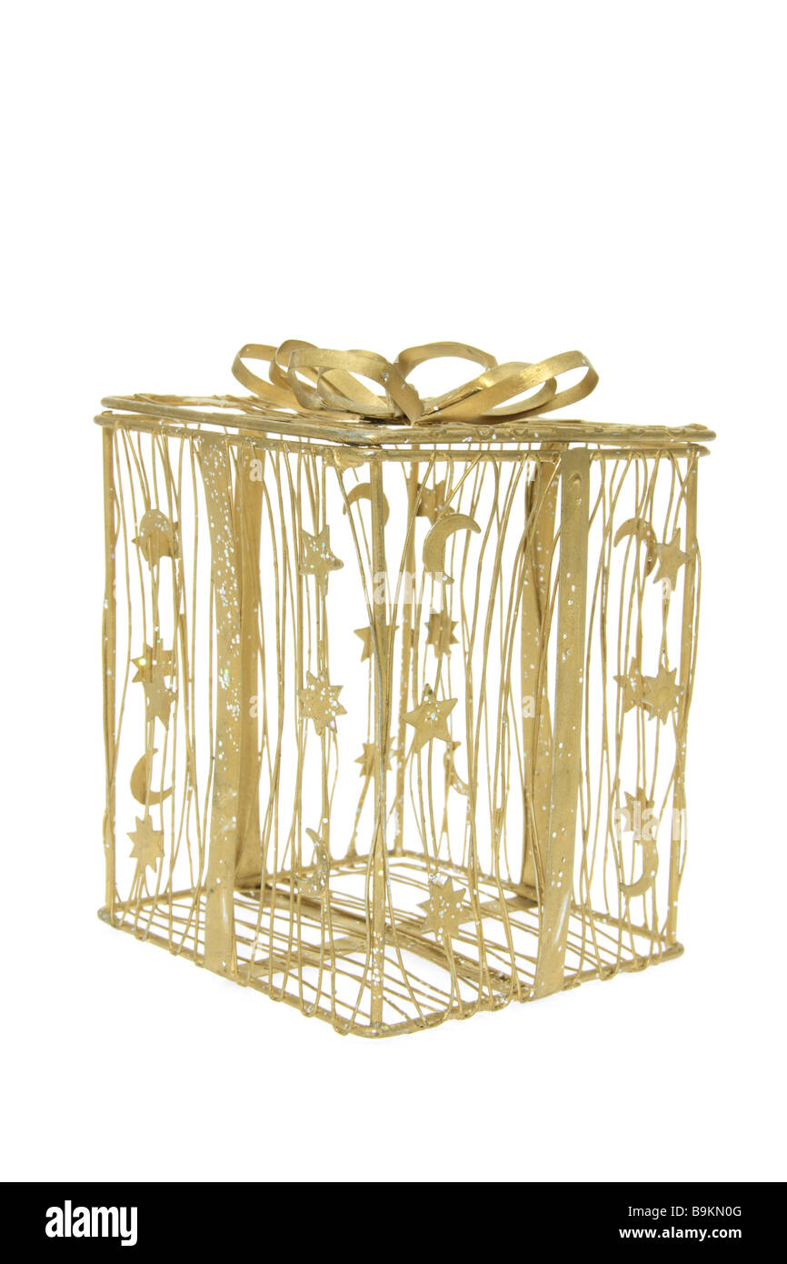 Gold Wire Gift Box Stock Photo - Alamy