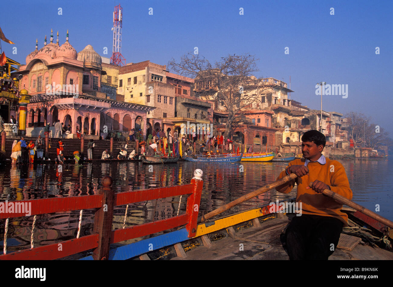 India, Uttar Pradesh, Mathura, Krishna's native town, Vishram Ghat on ...