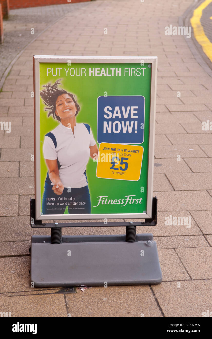 Sign advertising for people to join the gym at the fitness first gym in ...