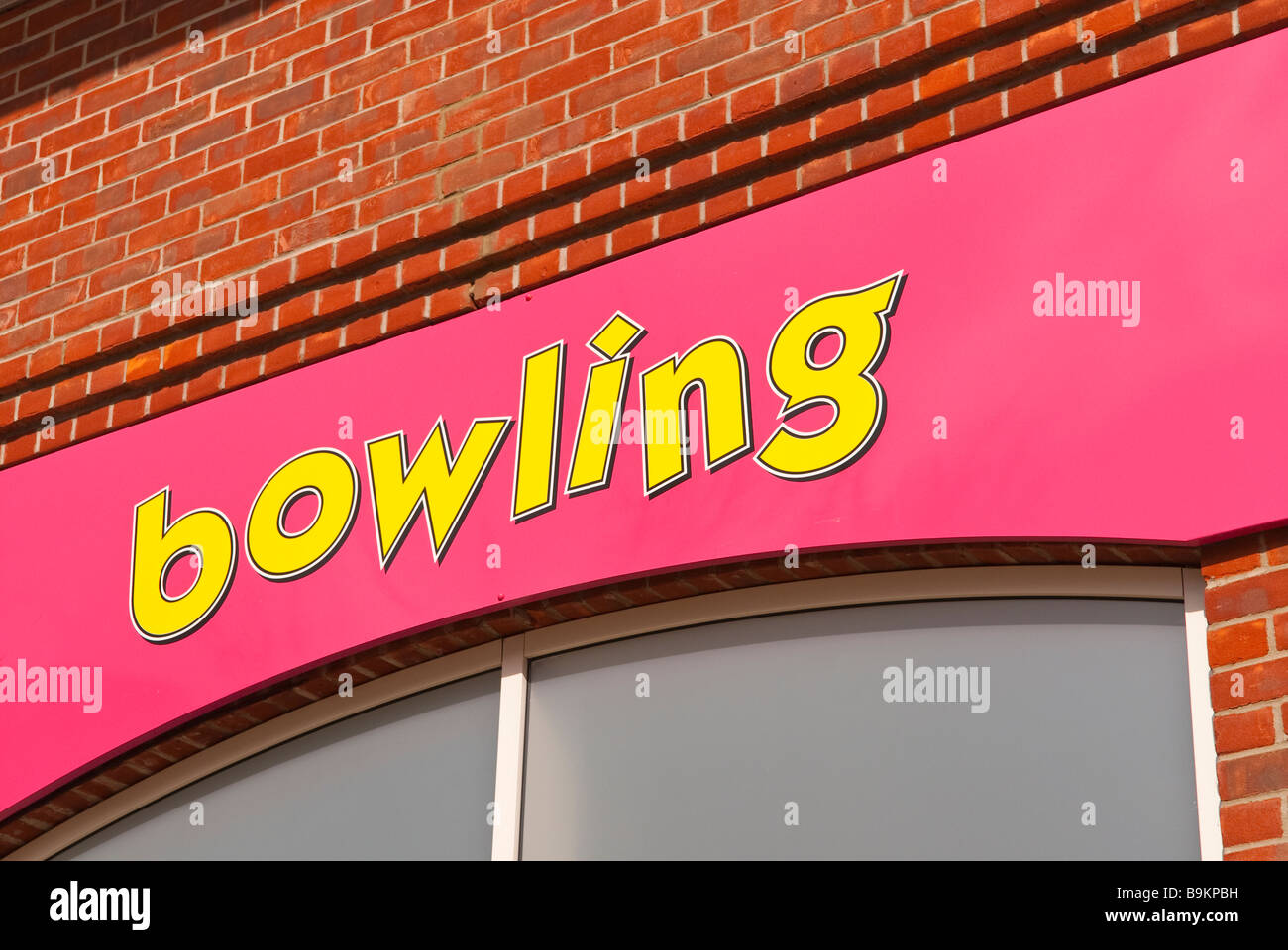 A bowling advertising sign Stock Photo - Alamy