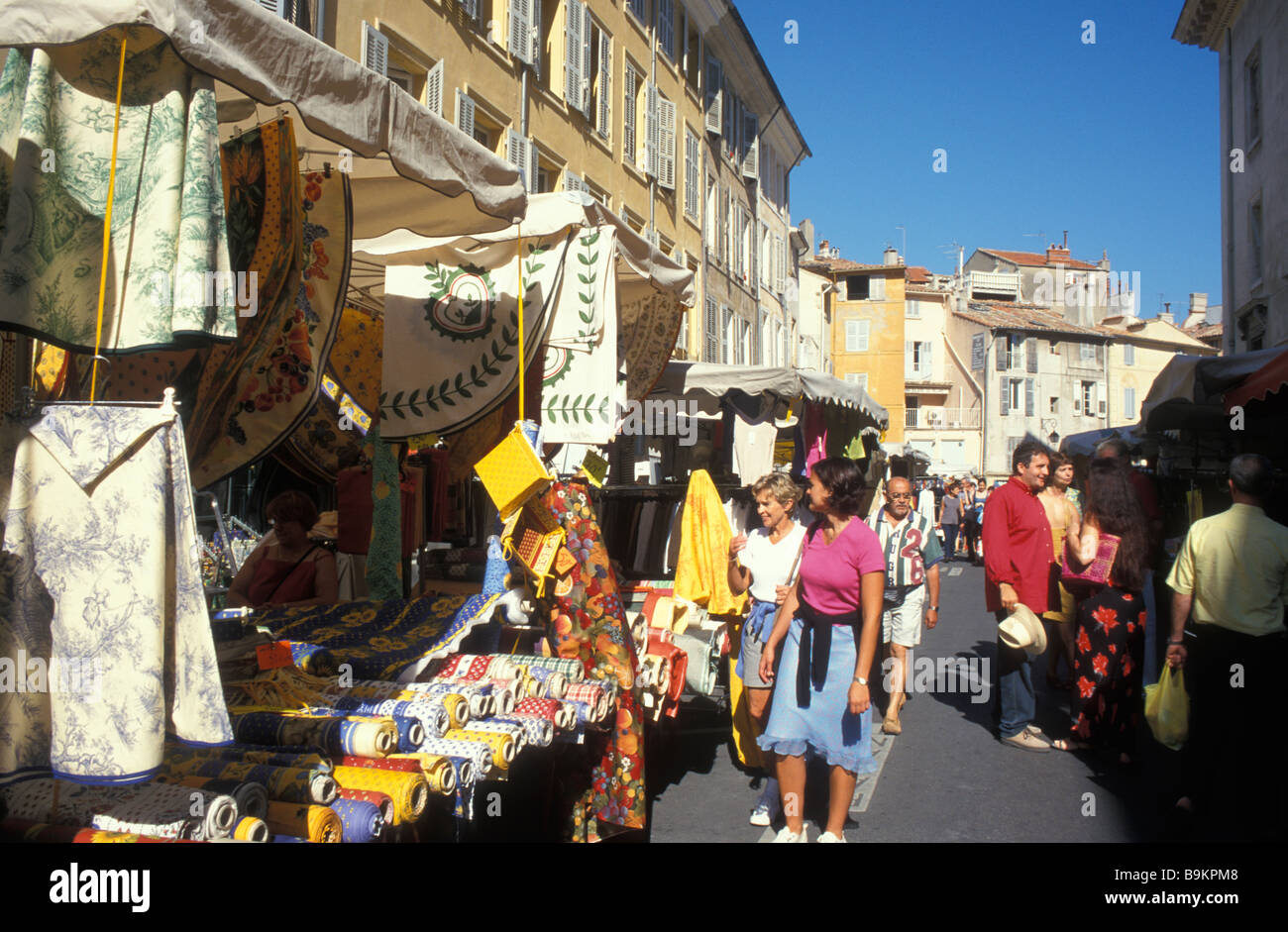 Drapery, Market, People, Aix en Provence, Provence, France Stock Photo ...