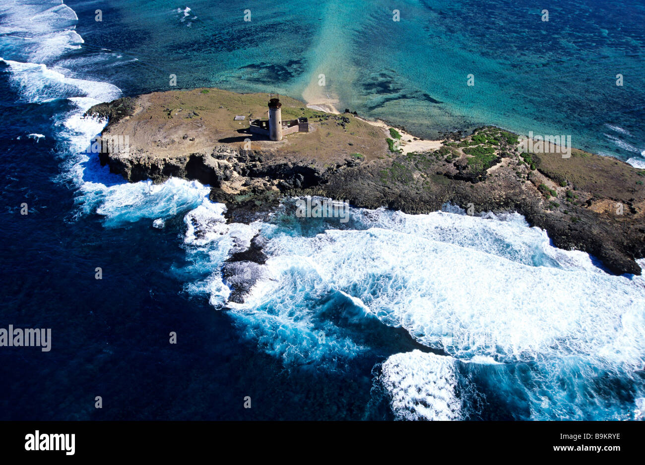 Mauritius, lighthouse off the island (aerial view Stock Photo - Alamy