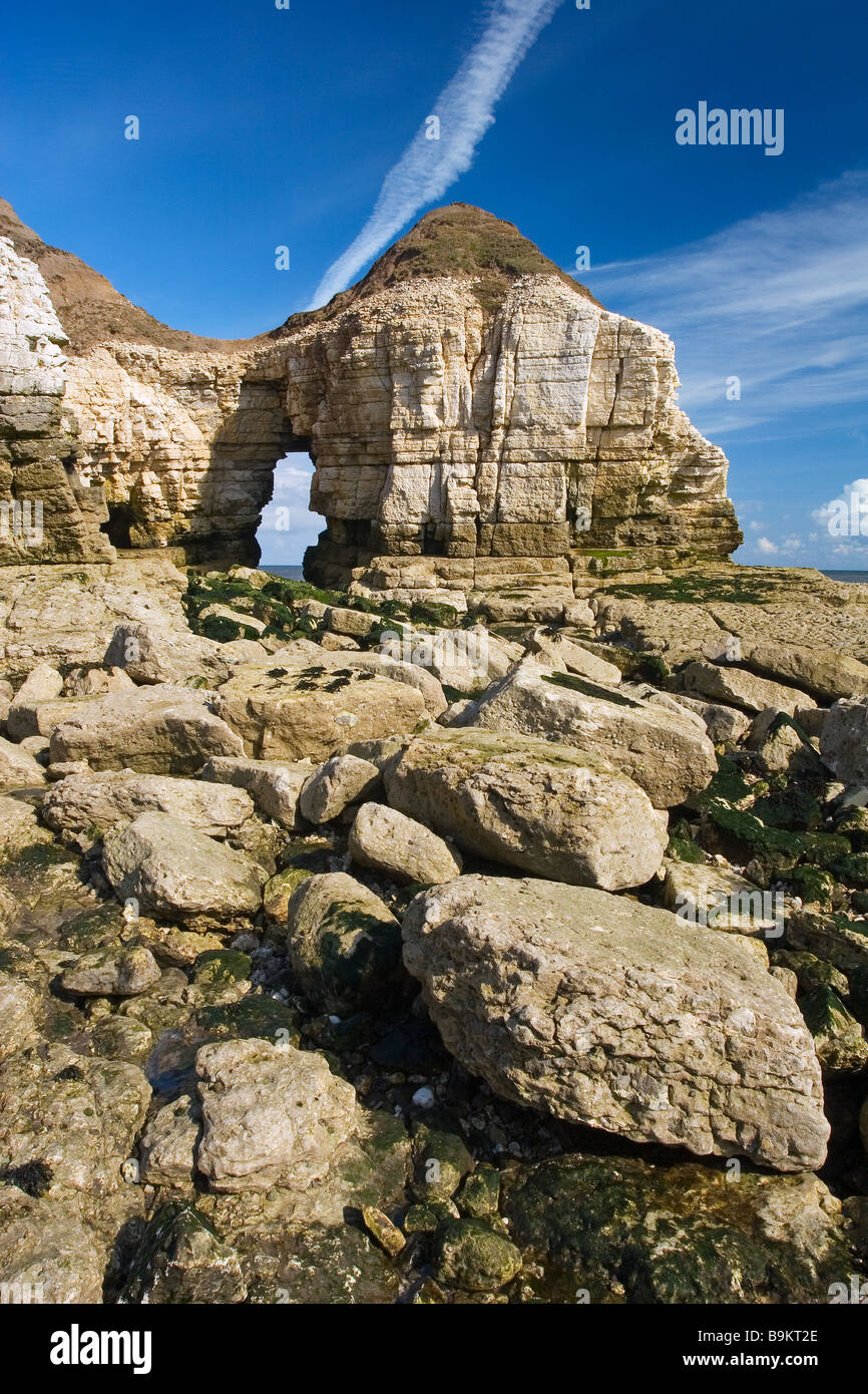 A coastal arch at Thornwick Bay on the Flamborough Headland Heritage ...