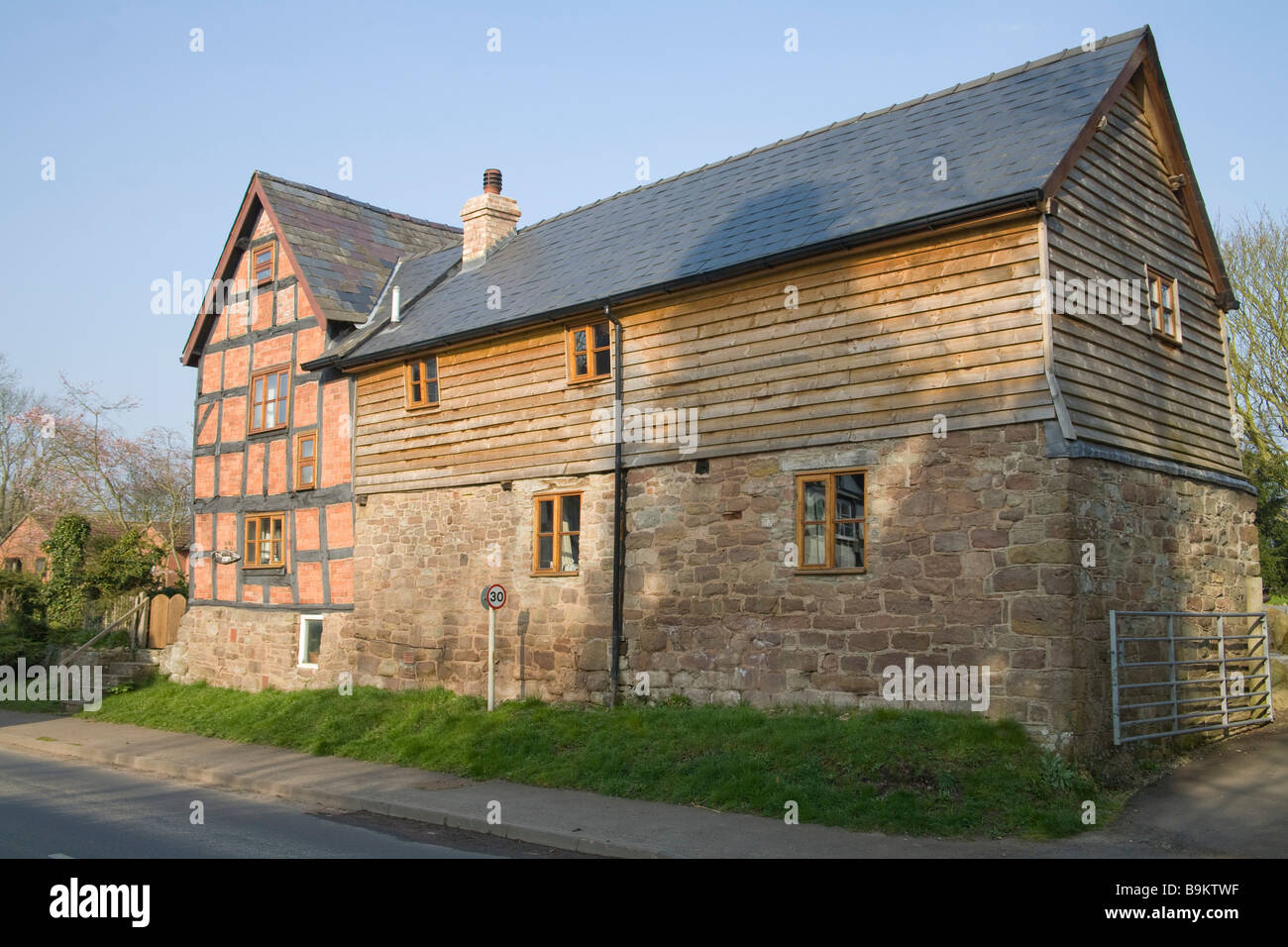 Luston Herefordshire England UK March An unusual house of red brick and ...