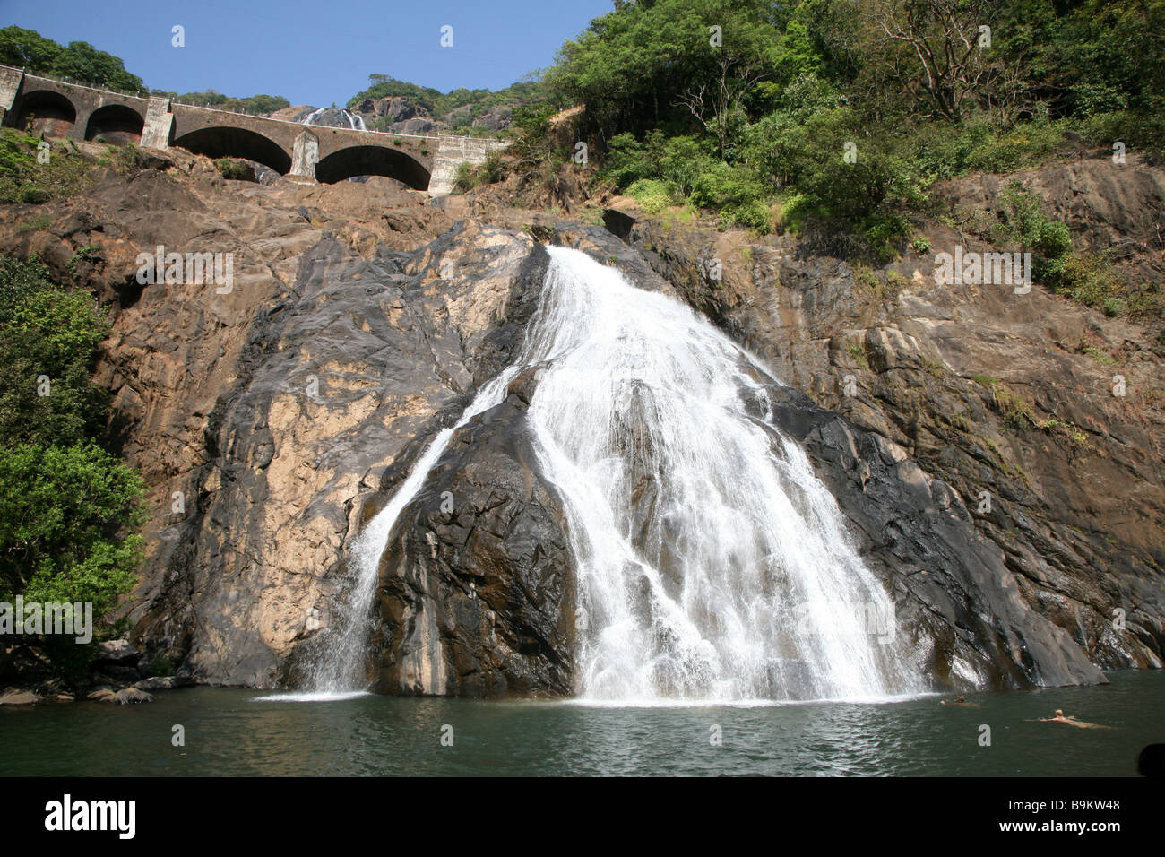 A view of the Dudhsagar Falls in Goa, India Stock Photo - Alamy
