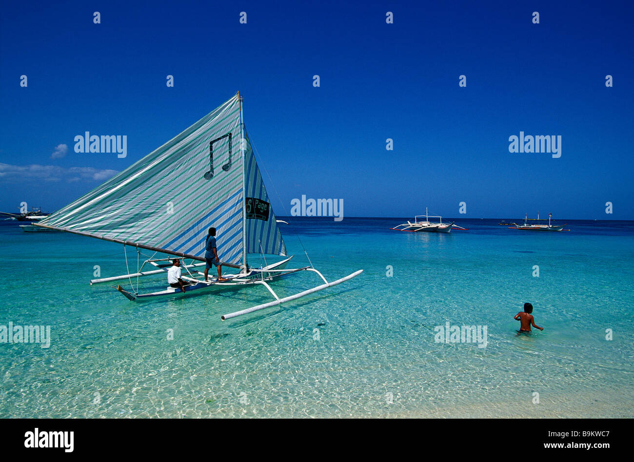 Philippines, Panay, Boracay island, Aklan Province, traditional sailing ...