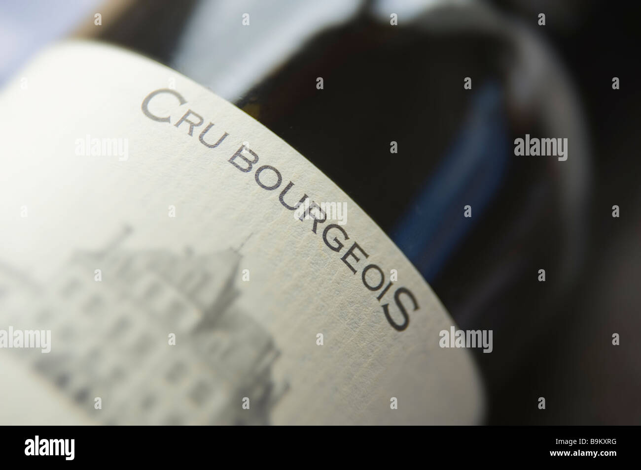 Cru Bourgeois wine bottle label closeup Stock Photo - Alamy