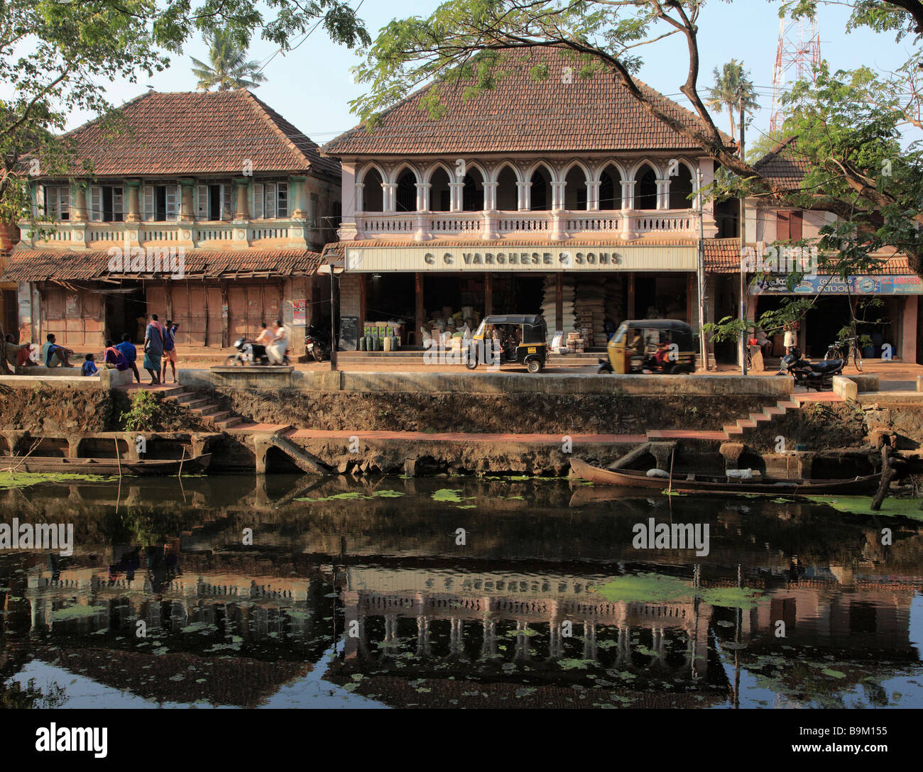 India Kerala Alappuzha Alleppey South Canal street scene Stock Photo ...