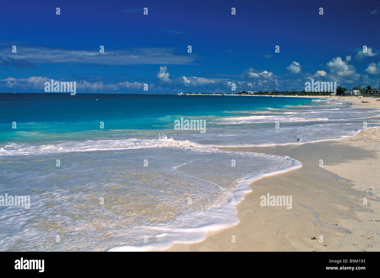 Empty deserted Grace Bay Beach on the tourist island of Providenciales ...