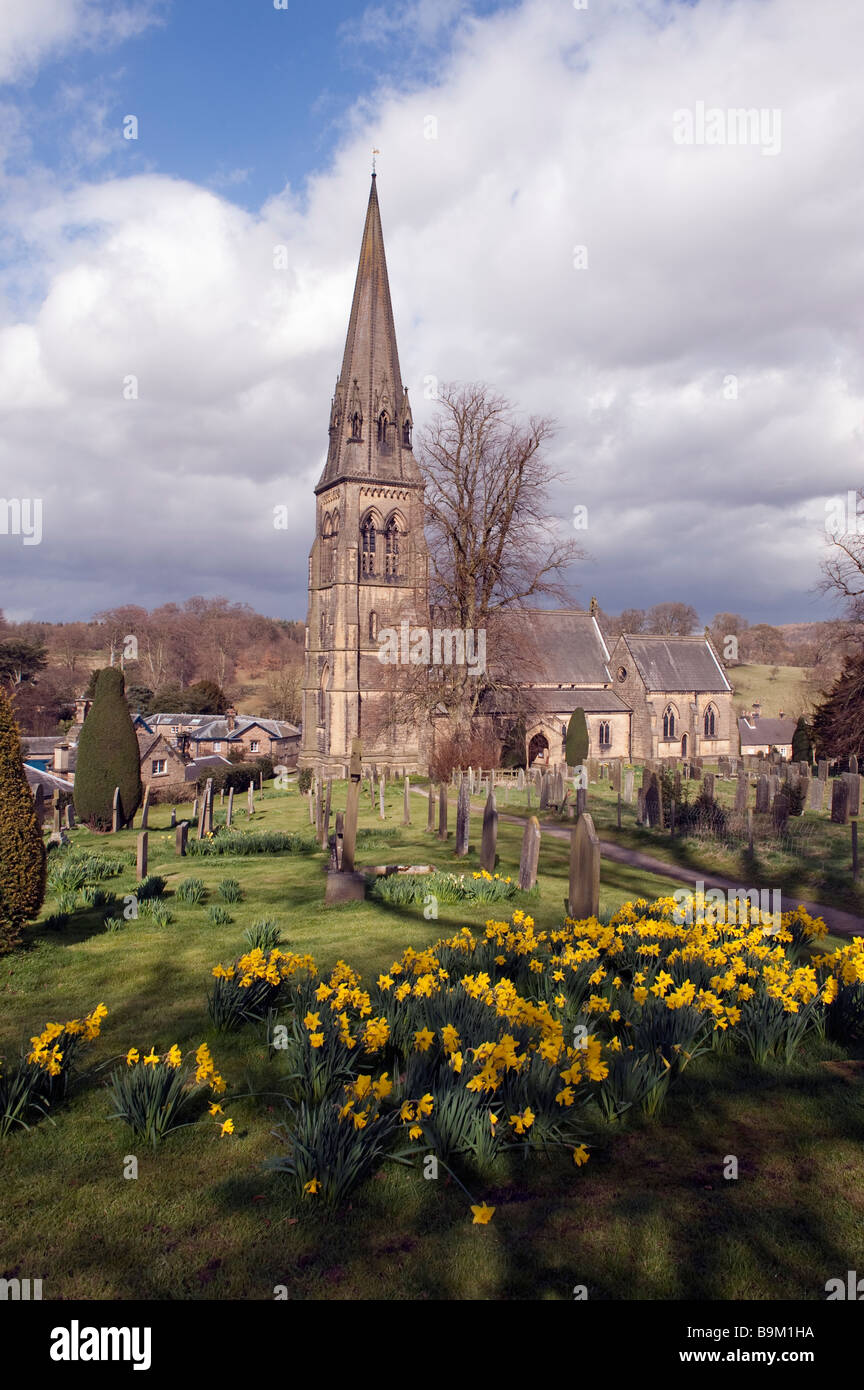 "St Peter's" church, Edensor,Derbyshire, England, "Great Britain Stock ...