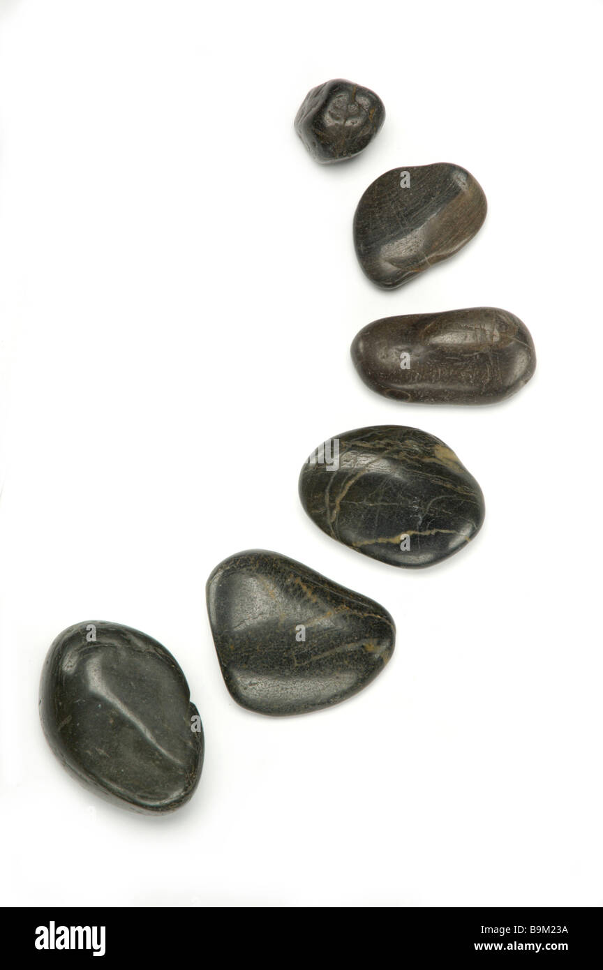 Line of polished river stones Stock Photo - Alamy