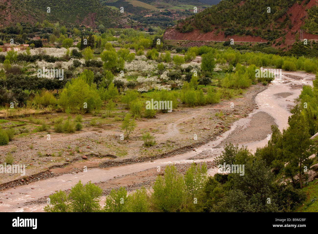 Ourika river in spate after heavy rain showing how much material is ...