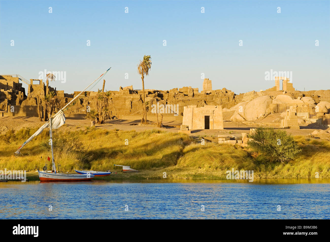 Egypt, Upper Egypt, Elephantine Island, archeological excavations site ...