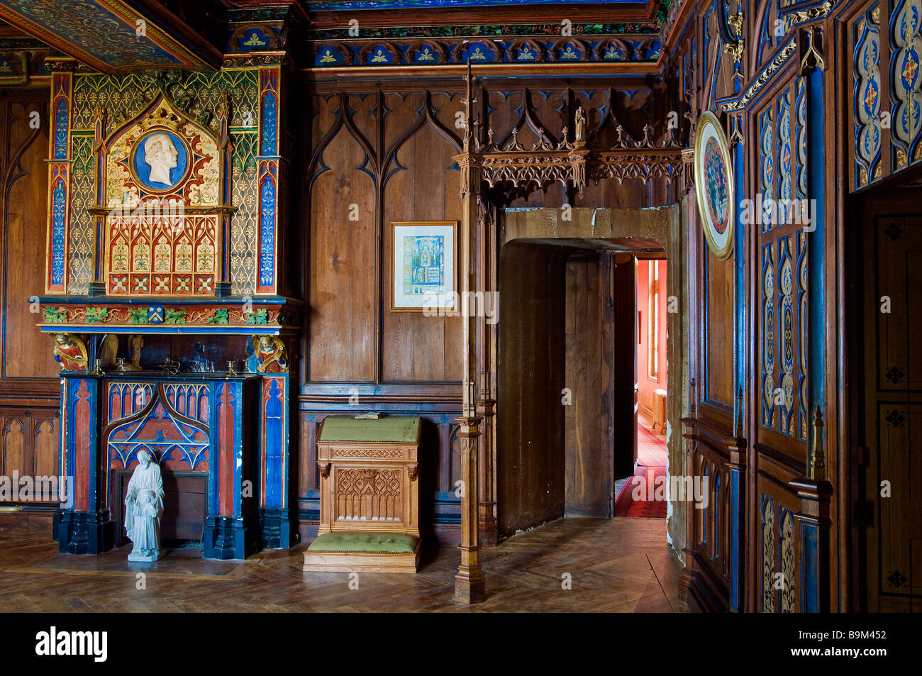 France, Maine et Loire, Breze, Chateau de Breze with Neo Gothic style ...
