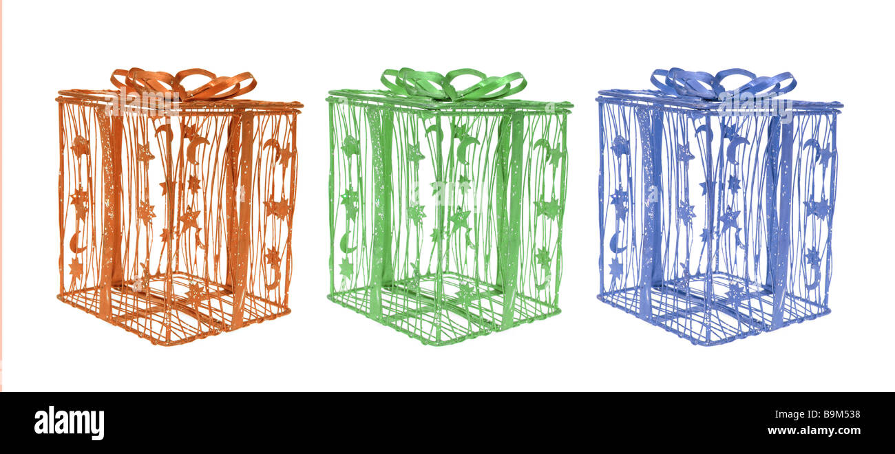Wire Gift Boxes Stock Photo - Alamy