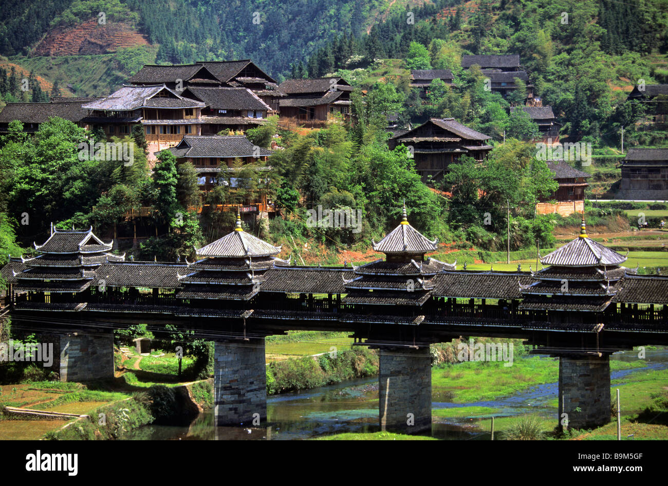 China, Guangxi province, Dong homeland, Chengyang, Wind and Rain Bridge ...