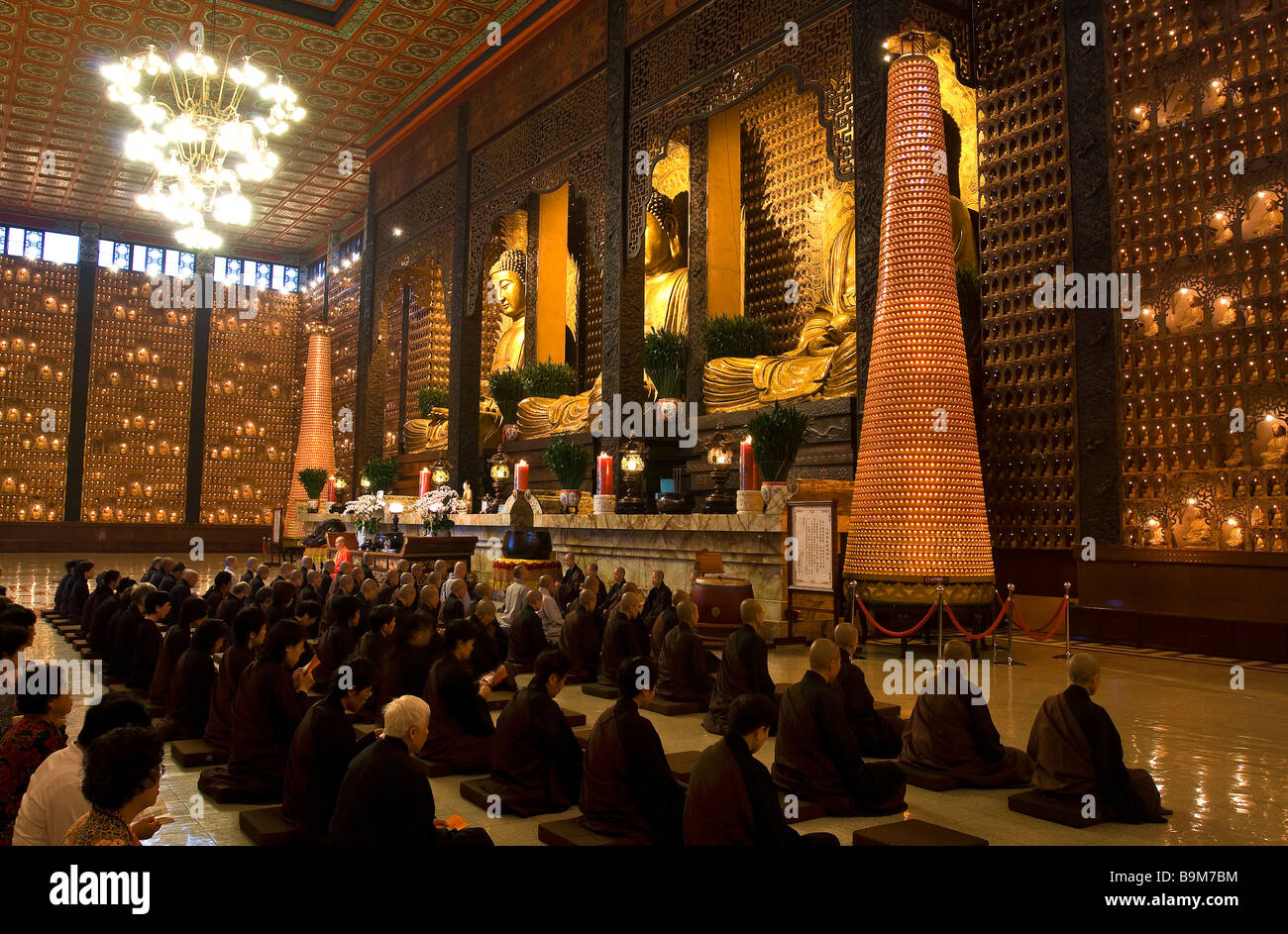 Monks and nuns gathering to pray at dawn hi-res stock photography and ...
