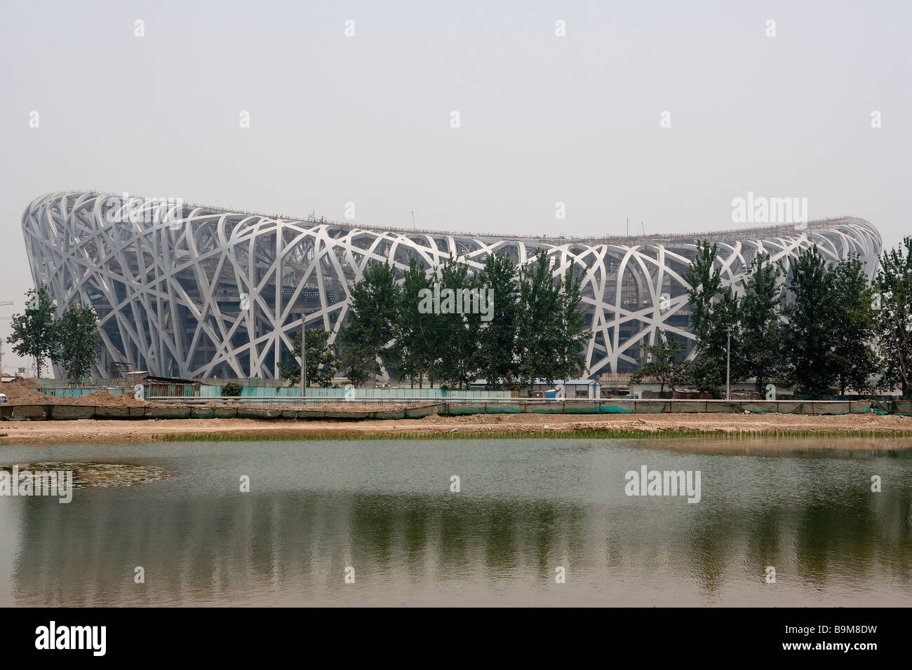 China, Beijing, building site of Olympic Stadium by architects Herzog ...