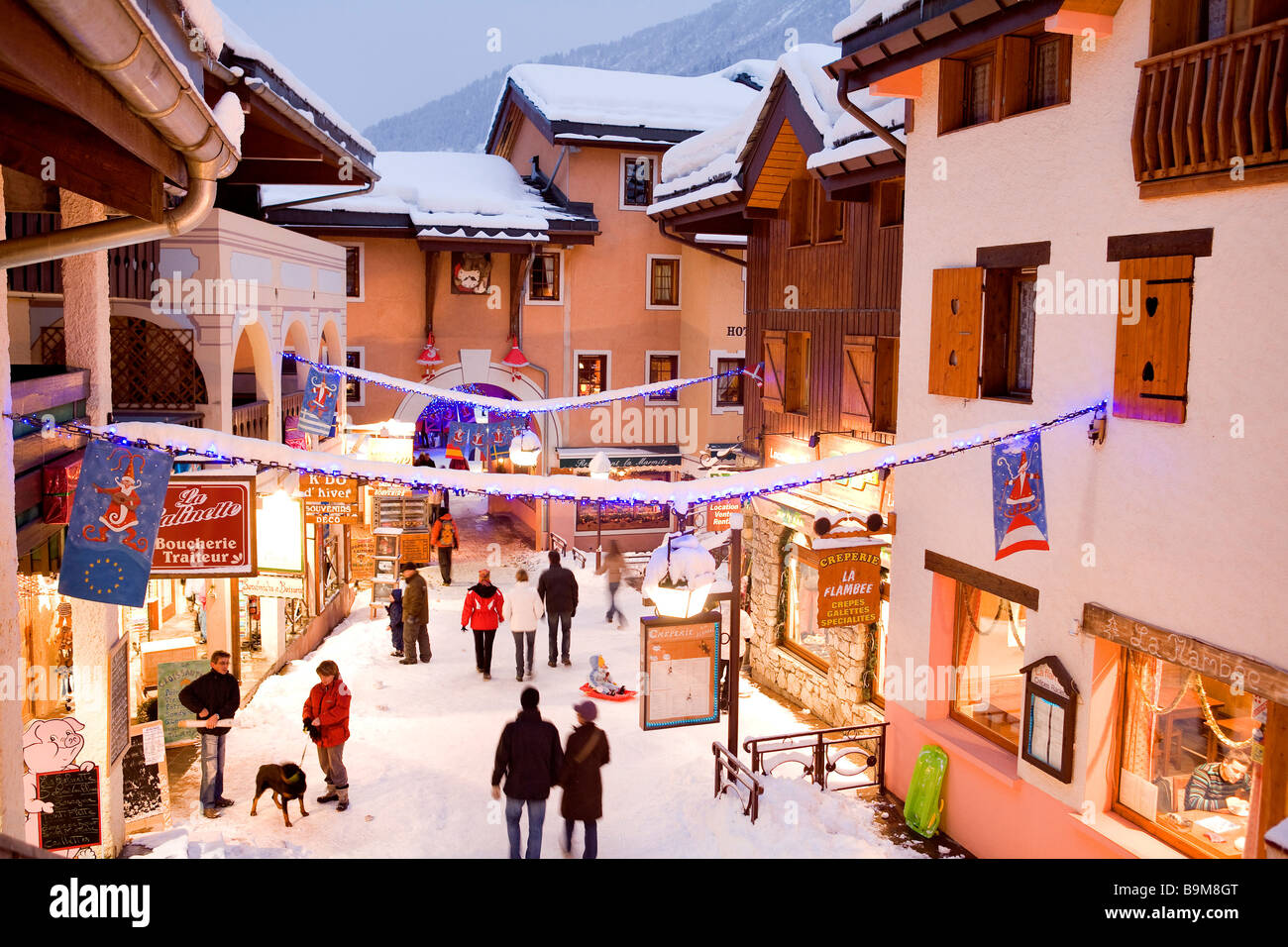 France, Savoie, Valmorel, Rue du Bourg Stock Photo - Alamy