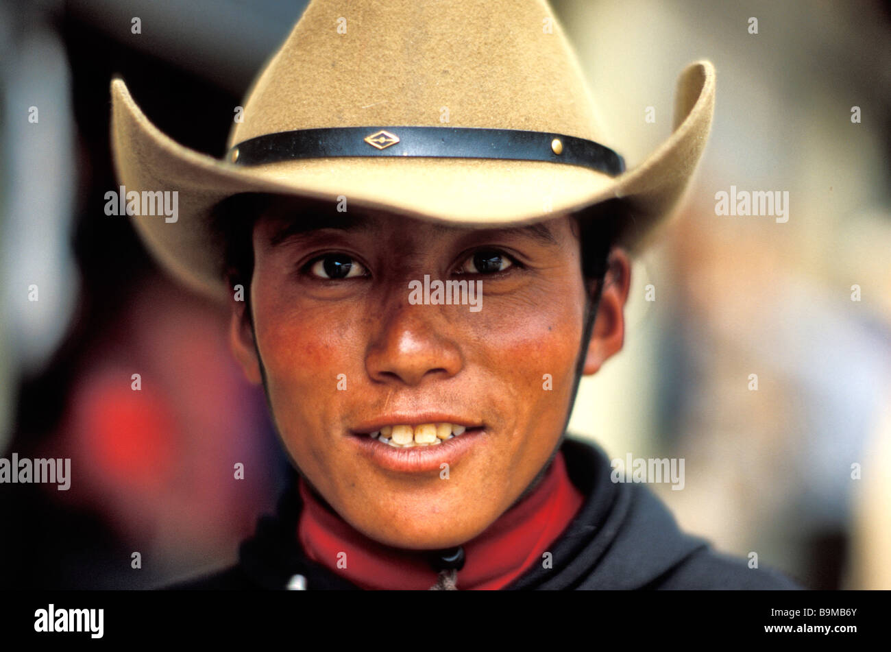 China, Sichuan Province, Litang, a young Khampas cowboy during the Yagi ...