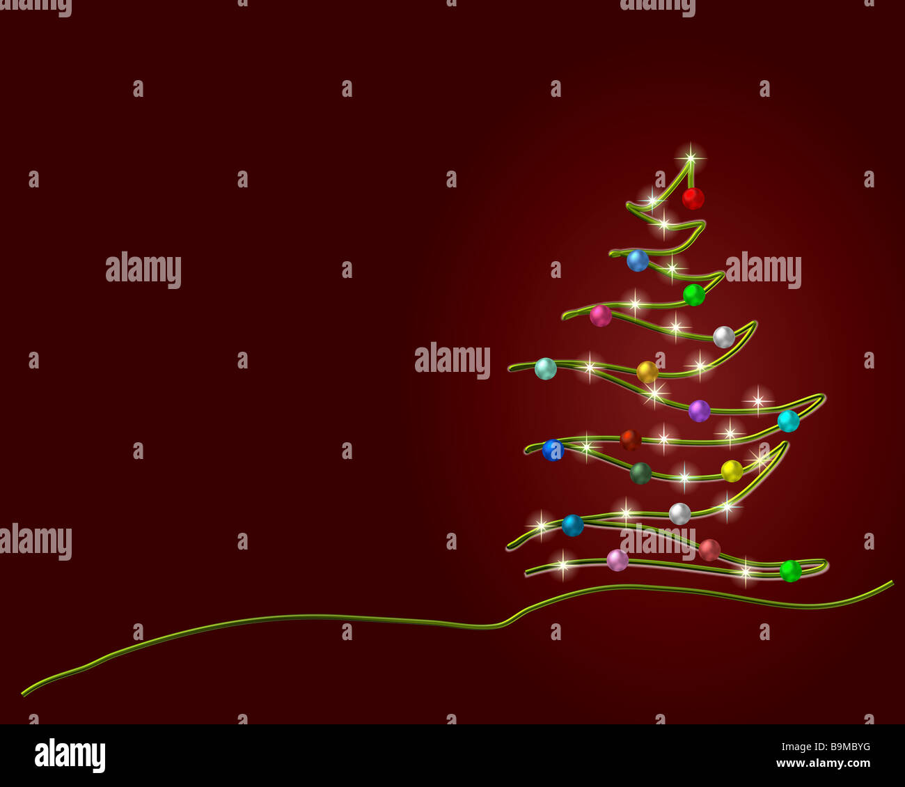 Christmas tree on a red background Stock Photo - Alamy