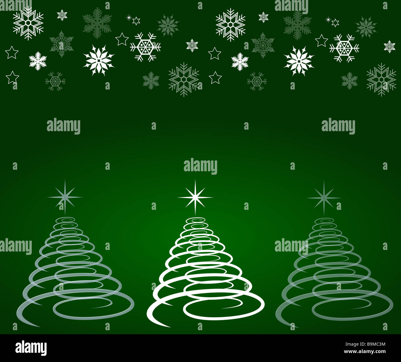 Christmas trees on a green background Stock Photo - Alamy