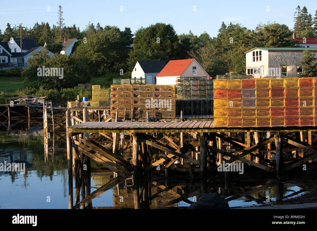 United States, Maine, Port Clyde, pots for lobster fishing Stock Photo ...