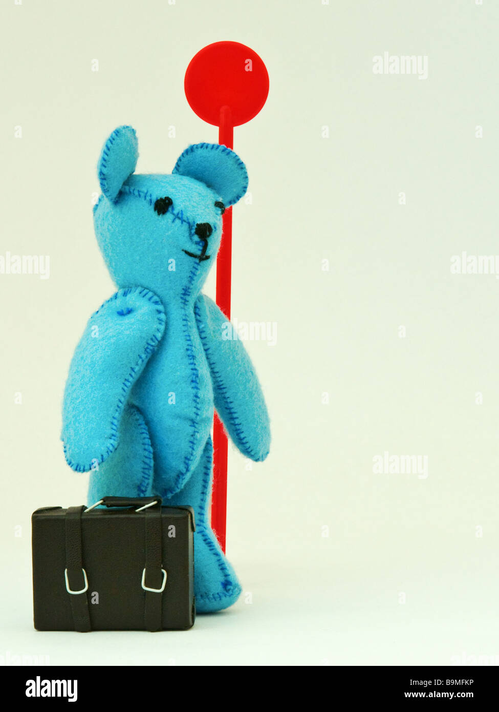 Miniature teddy bear waiting for bus (Mini Bear Collection Stock Photo ...