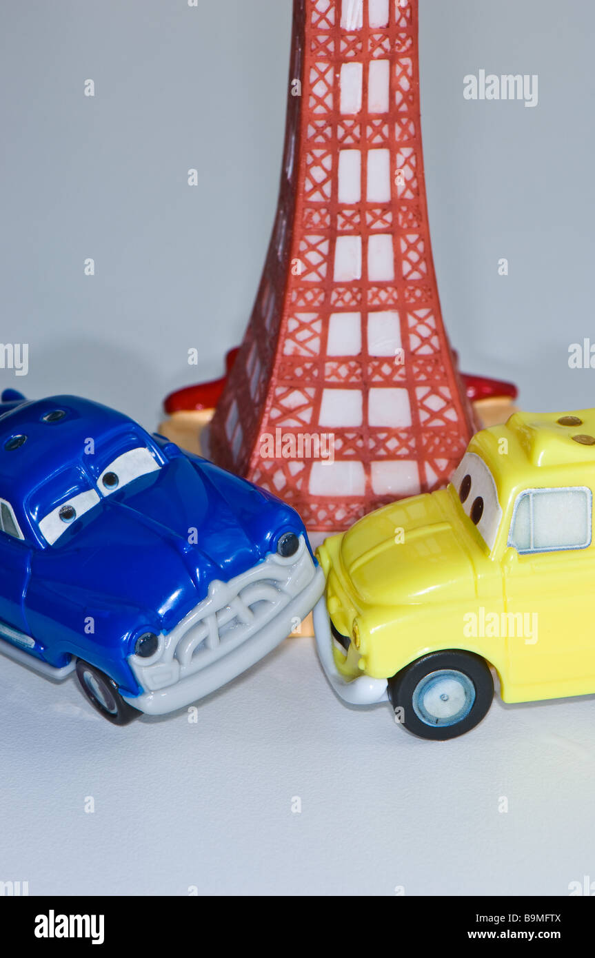 Plastic toy cars crashing into each other around Blackpool tower Stock ...