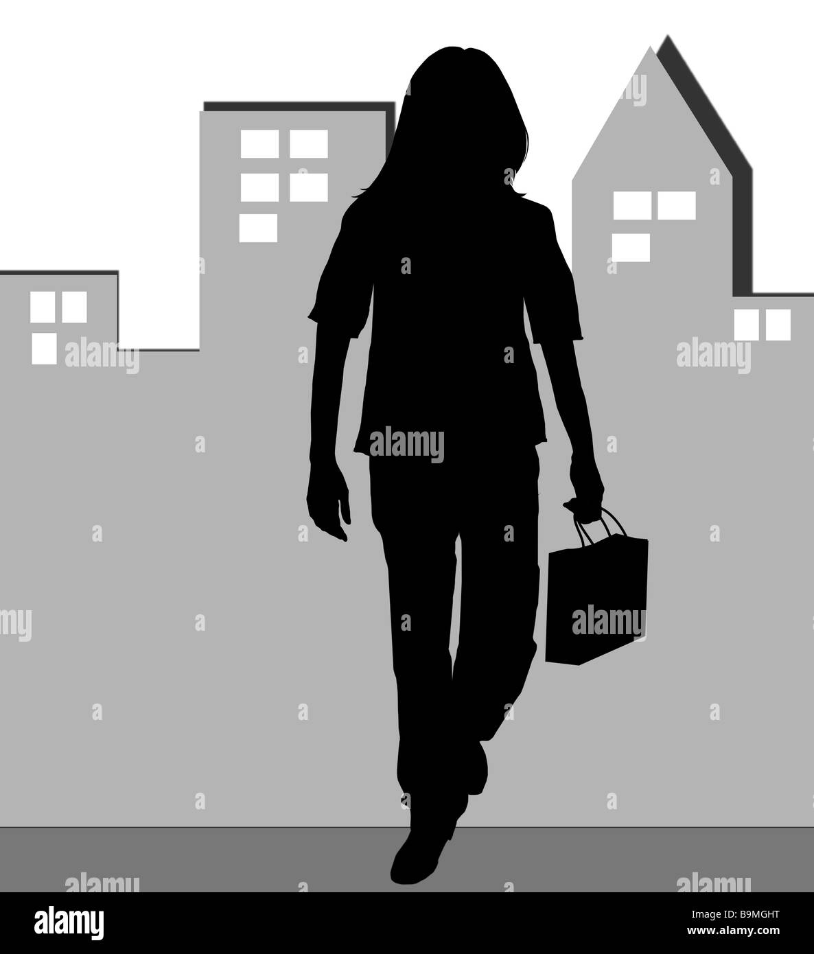 Woman shopping bags female Black and White Stock Photos & Images - Alamy