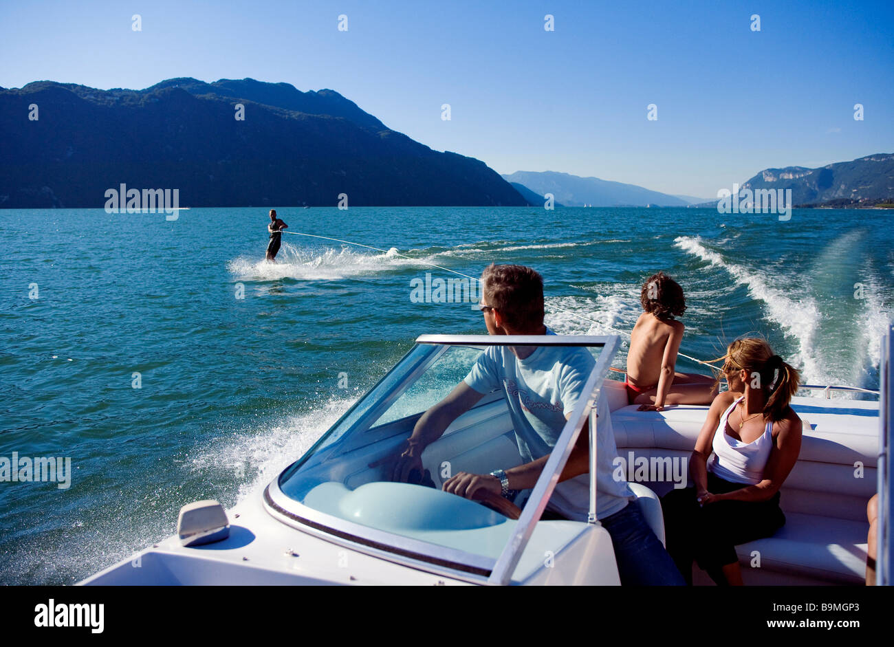 France, Savoie, Aix les Bains, the Lac du Bourget (Bourget Lake), water ...