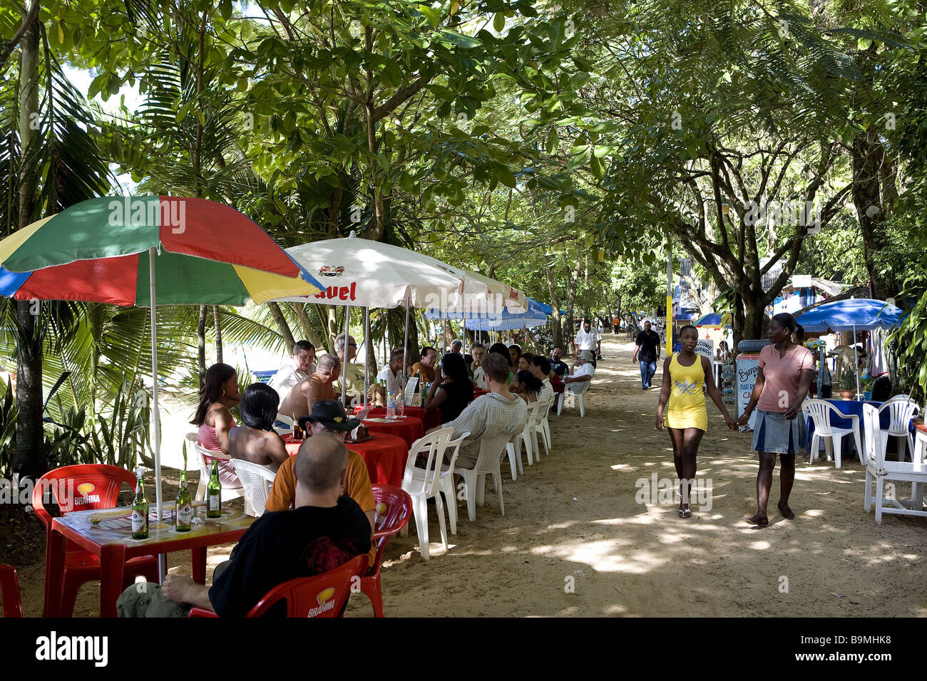 Dominican Republic, Puerto Plata province, Sosua, bars behind the ...