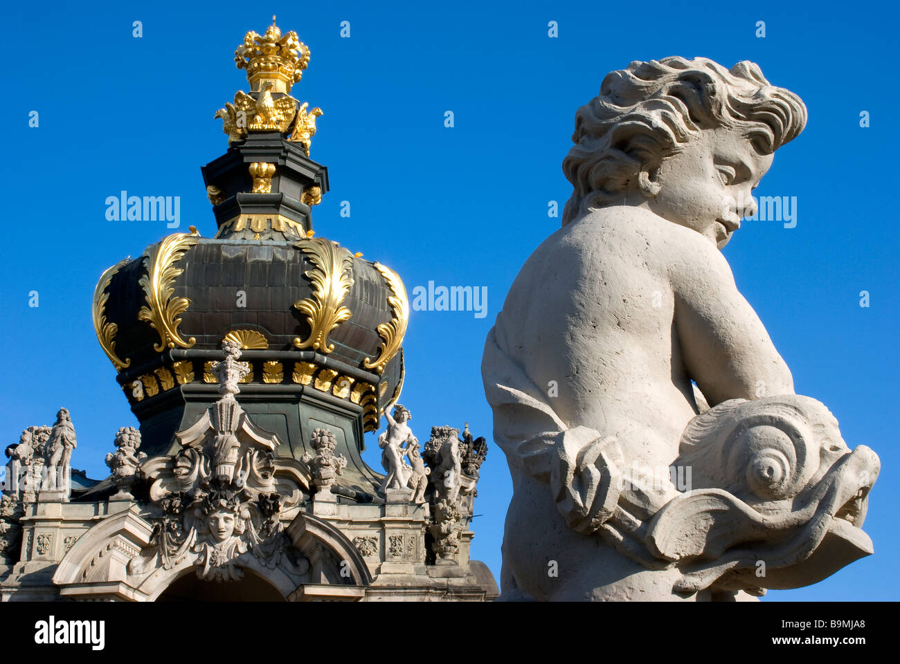 Germany, Saxony State, Dresden, Kronentor (Crown Gate) of Zwinger ...