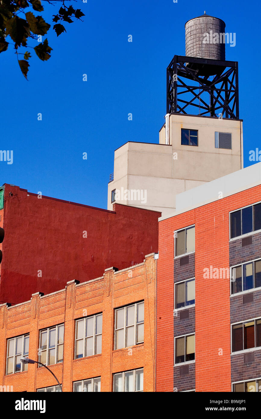 United States, New York City, Manhattan, Soho, buildings with water ...