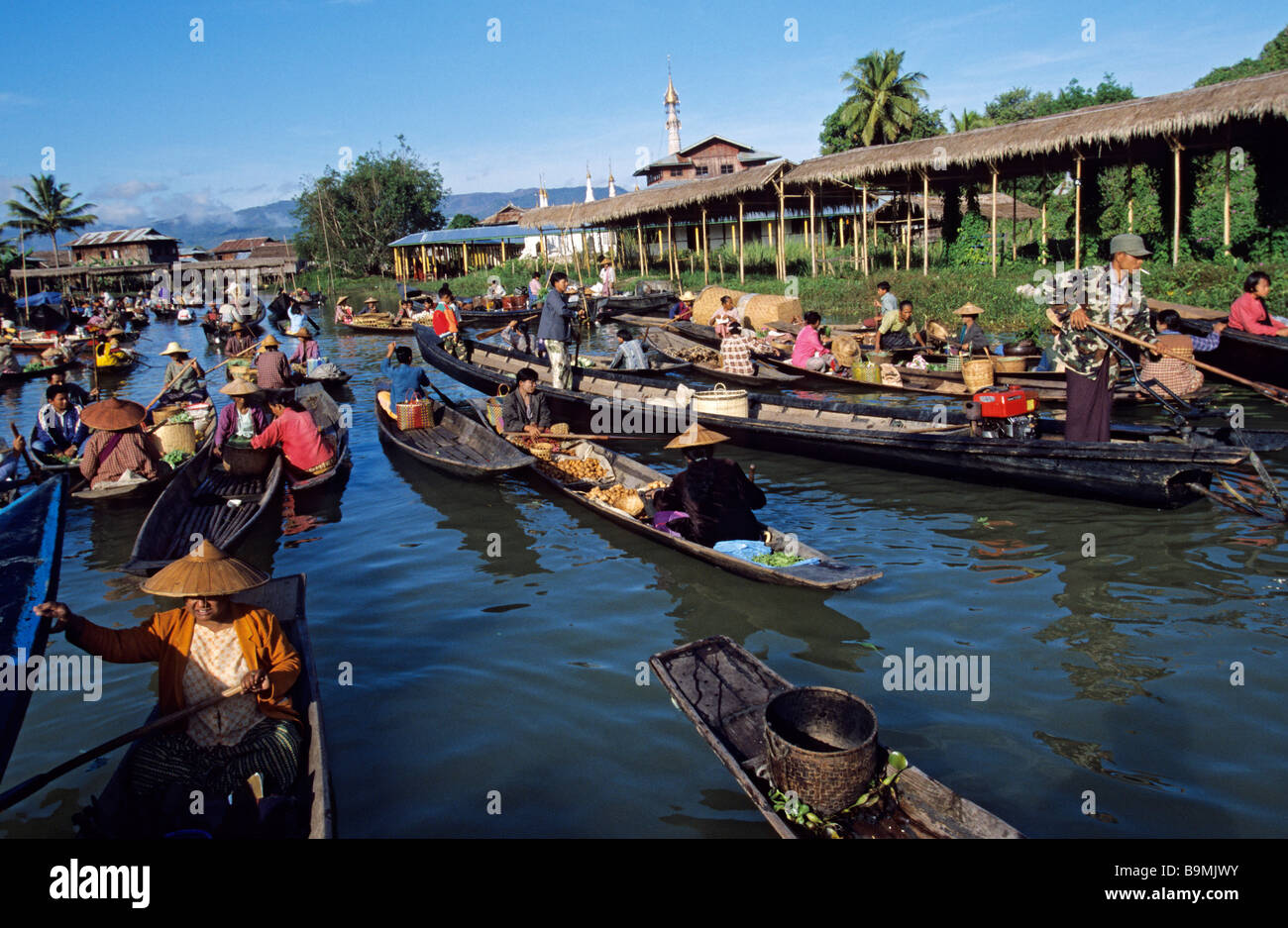 Myanmar (Burma), Shan state, Lac Inle, Ywa Ma village, floating market ...
